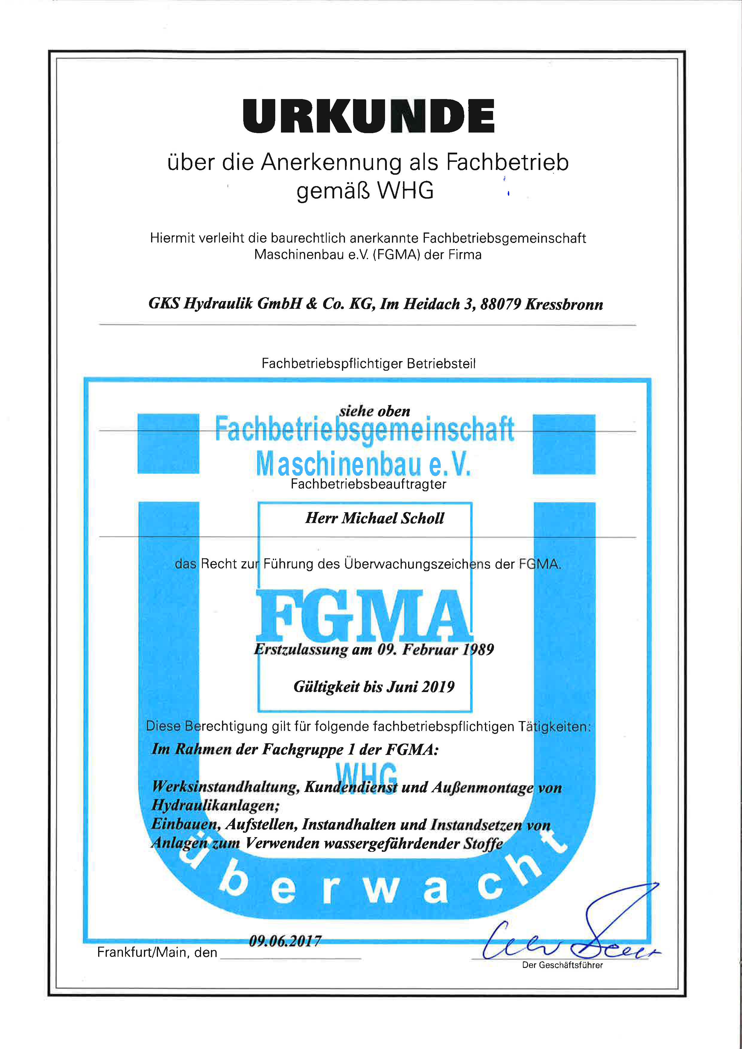 Zertifikate - GKS Hydraulik